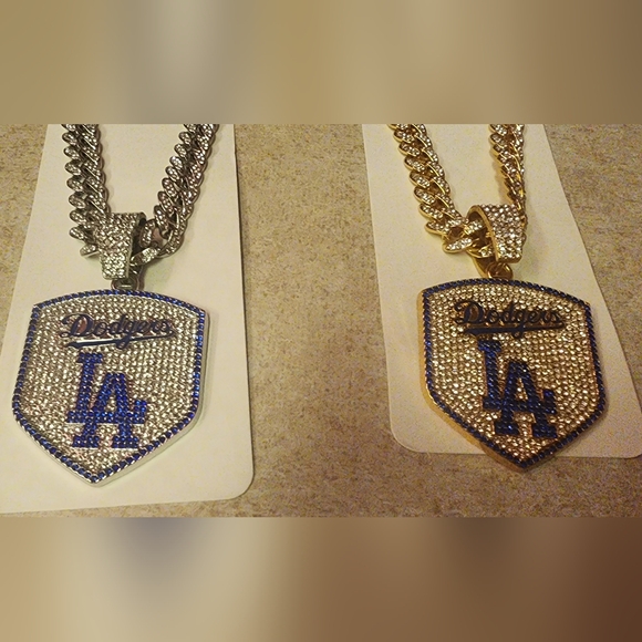 Accessories | La Dodgers Baseball Iced Cuban Chain Necklace 2 Or 24 ...